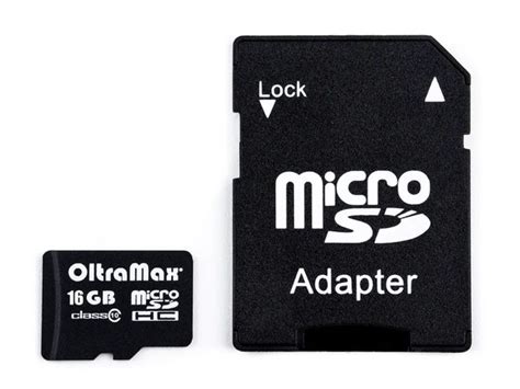 Карта памяти MicroSDHC 16Gb ОлтраМакс Класс 10 с адаптером 16 ГБ ...