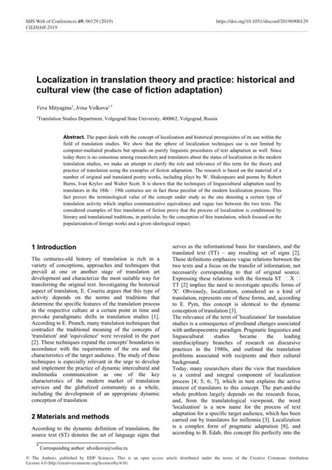 Pdf Localization In Translation Theory And Practice Historical And