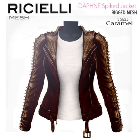 Second Life Marketplace Ricielli Daphne Mesh Spiked Jacket Caramel