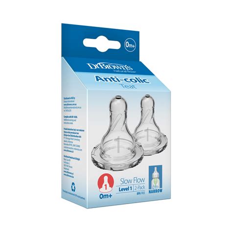 Dr Browns Narrow Neck Options Nipple Level 1 2 Pack Drbrowns Sa
