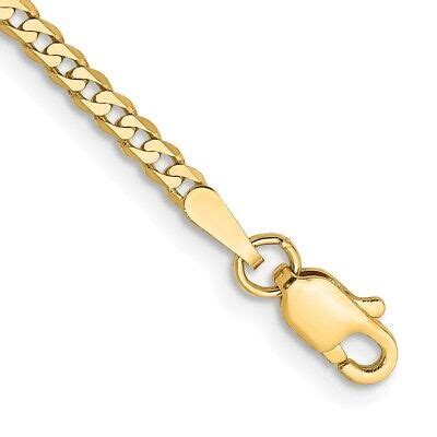 Real 14k Yellow Gold 22mm Flat Beveled Curb Chain Chain Bracelet 7