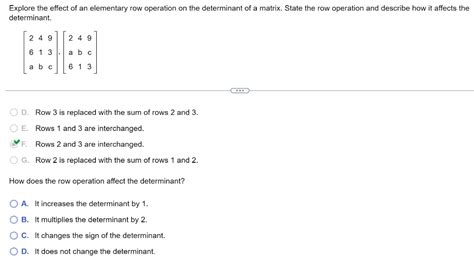 Solved Explore The Effect Of An Elementary Row Operation On
