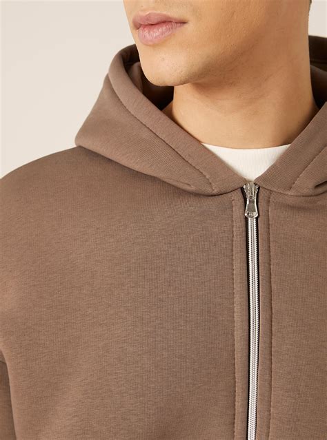 Felpa Con Zip E Cappuccio Boxy Fit