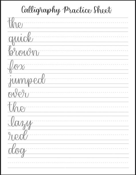 Calligraphy Practice Sheets Hand Lettering Practice Writing Practice