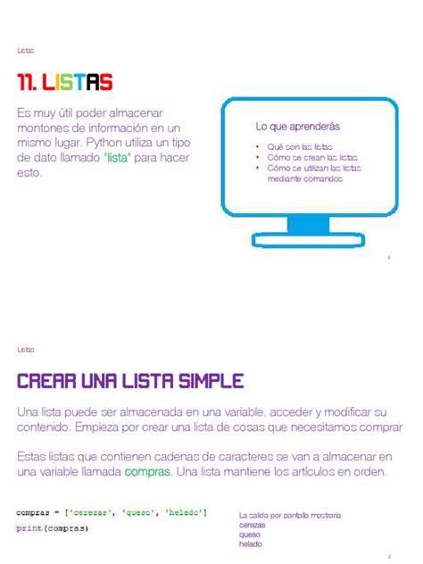 Listas Pdf Python Lenguaje De Programación Informática