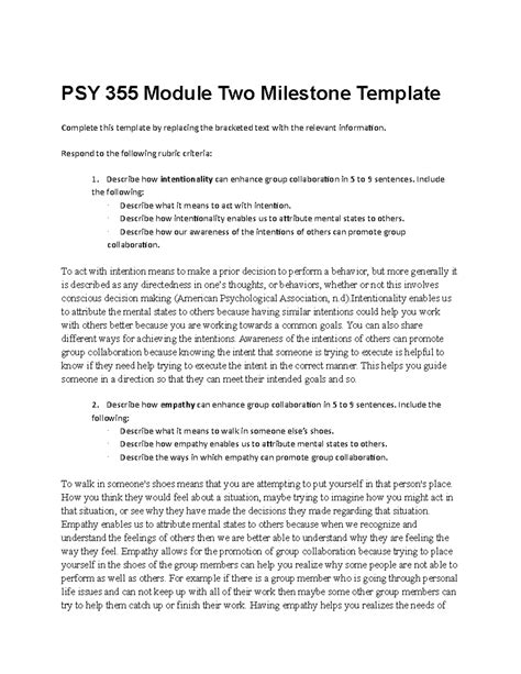 Psy 355 Module Two Milestone Psy 355 Module Two Milestone Template
