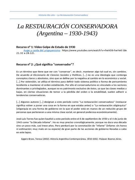 La Restauración Conservadora 1930 43 Pdf Democracia Ideologías