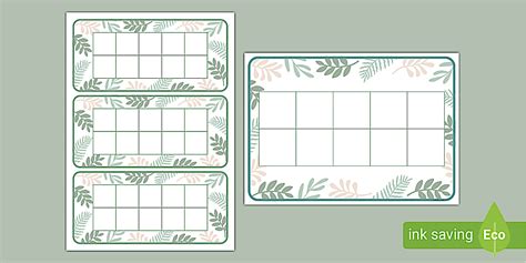 👉 Botanical Themed Ten Frame Template