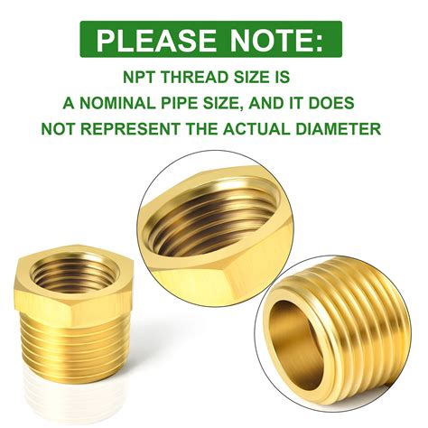 5pcs Brass Reducer Hex Bushing Threaded Pipe Fitting 1 Npt Male X 34 Npt