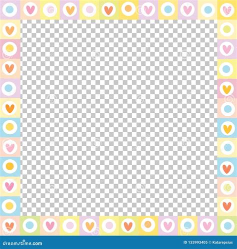 Cute Vector Square Love Border Made Of Doodle Hearts In Pastel Colors Isolated Stock Vector