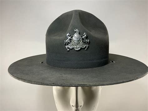 Vintage Stratton Felt Smokey State Police Hat Pennsylvania Coat Of Arms