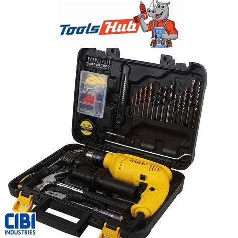 Stanley 120 Pcs 600w 13mm Hammer Drill Machine And Hand Tools Kit