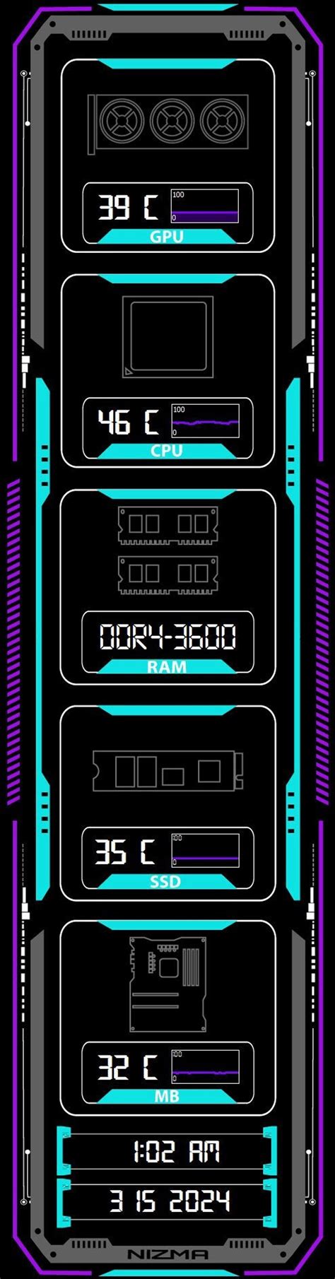 Sensor Panel Template 515 X 1920 126 Displays For Uses With Aida64