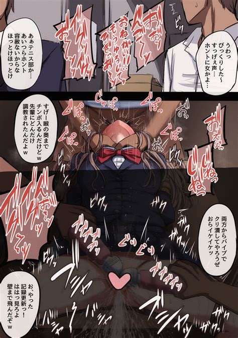 Mame Rakko Original Highres Translation Request 1girl 3boys