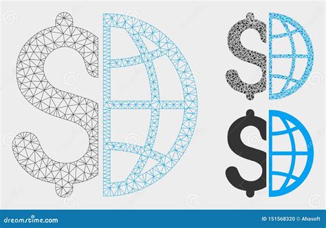 Global Business Vector Mesh Wire Frame Model And Triangle Mosaic Icon Stock Vector