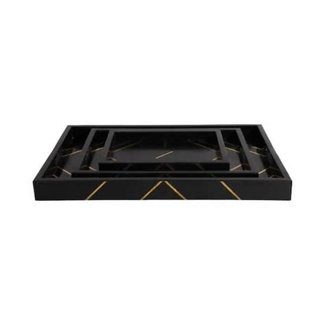 Liv And Skye Black 131824 In Resin Wood Modern Brass Inlay Rectangle