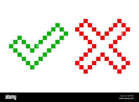Pixel Art Check Mark And Cross Mark Tick And Cross Sign Vector