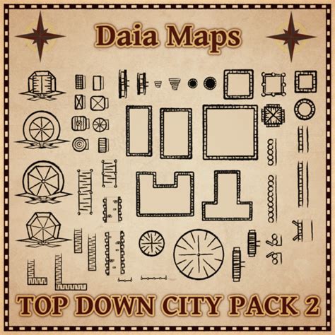 Daias Top Down Pack 2 50 Modular Paper And Colored Icons For Top Down Maps Cartographyassets