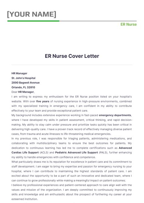 Rn Cover Letter Example