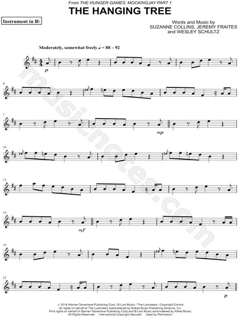 The Hanging Tree Bb Instrument From The Hunger Games Mockingjay