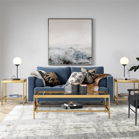 Hailey Home Alexis 54 Wide Rectangular Coffee Table In Brass Ct0710