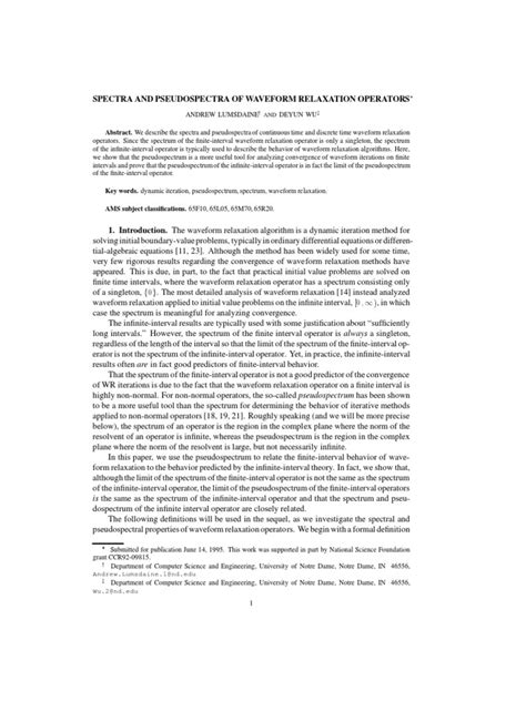 Spectra And Pseudospectra Of Waveform Relaxation Operators Pdf Matrix Mathematics
