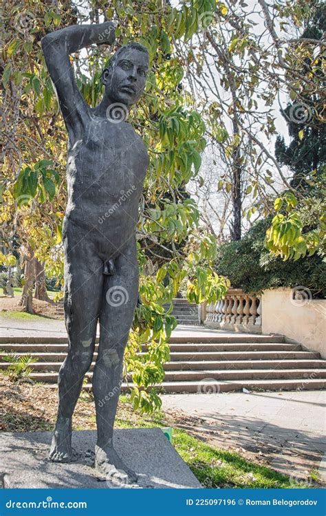 Athlete Bronze Statue Near The Palau De La Merce At Montjuic Barcelona Editorial Photo Image