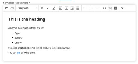 The Formattedtext Input Type Squiz Dxp Help Center