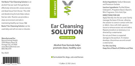 Vet Basics Ear Cleansing Solution Revival Animal Health Veterinary