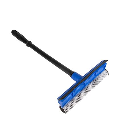 Window Squeegee 2 In 1 Blue Plastic Handle Black