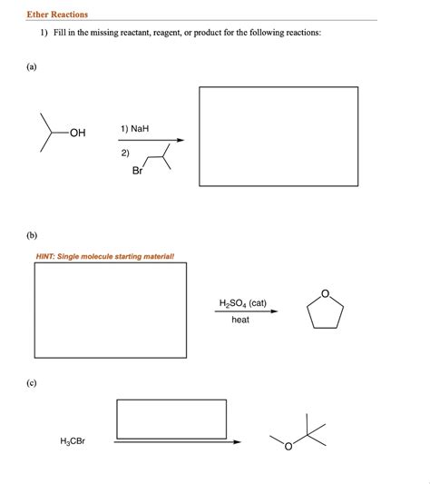 solved 1 fill in the missing reactant reagent or product