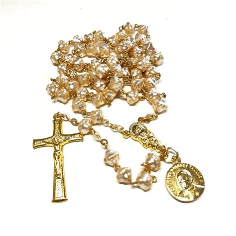 Stjohn Paul Ii Pope Gold Plated Canonization Blessed Rosary And Relic