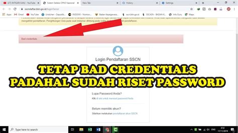 Bad Credentials Login Padahal Sudah Riset Password Tetap Tidak Bisa Masuk Youtube