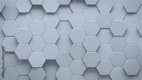 Futuristic High Tech Light Background With A Hexagonal Cellular Structure Wall Texture With