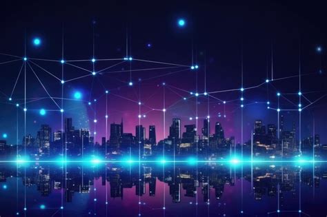 Premium Photo Abstract Futuristic City With Dots And Lines