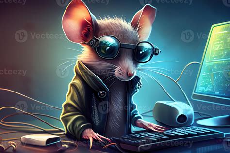 Hacker Mouse Working Job Profession Illustration Stock Photo At Vecteezy