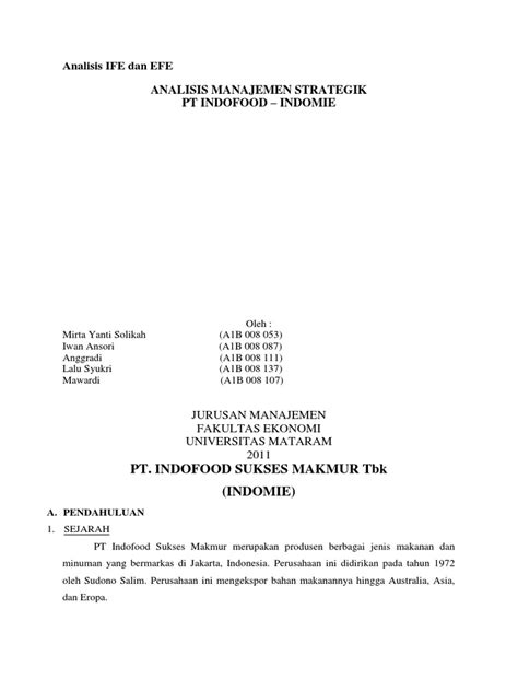 Analisis Ife Dan Efe Analisis Manajemen Pdf