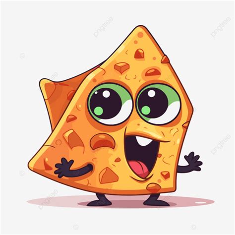 Nacho Chip Sticker Clipart Kawaii Cheese Character Cartoon Vector Illustration Sticker