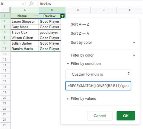 Applying Filter With REGEXMATCH Function In Google Sheets Easy Examples