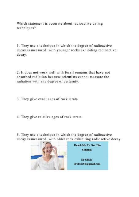 Which Statement Is Accurate About Radioactive Dating Techniquesdocx