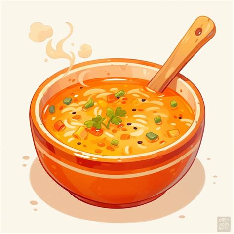 Steamy Bowl Of Chicken Noodle Soup Cartoon Vibe Premium Ai Generated