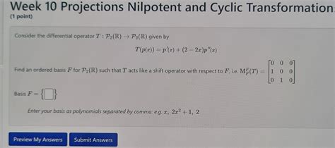Solved Week 10 ﻿projections Nilpotent And Cyclic