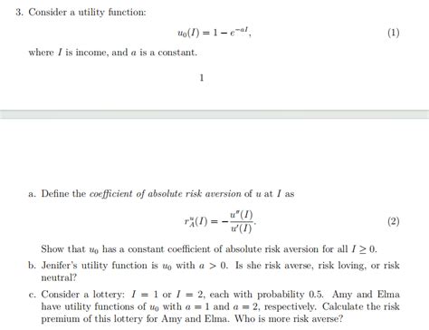 solved 3 consider a utility function u0 i 1−e−ai where i