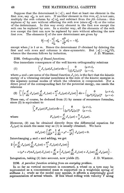 2195 Orthogonality Of Bessel Functions The Mathematical Gazette