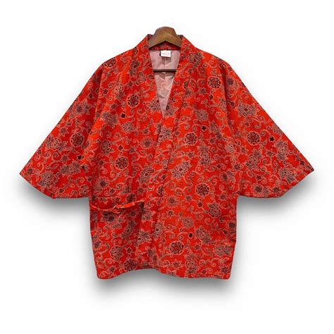 Japanese Vintage Kimono Haori Jacket Robe Dress Geometric Traditional