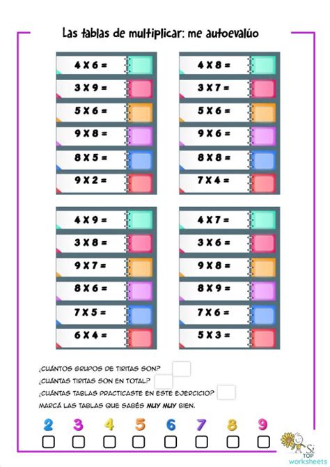 Las Tablas De Multiplicar Ficha Interactiva Topworksheets