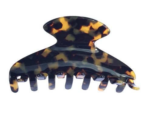 French Amie Long Large Onyx And Cream Tokyo Handmade Celluloid Jaw Hair