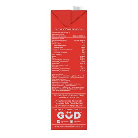 Leche De Almendras Sin Azúcar 1 Litro Gud Gud Abasto Vegano