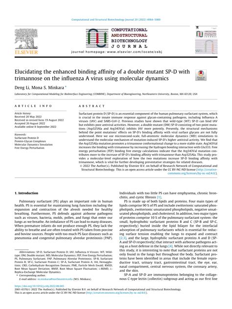 Pdf Elucidating The Enhanced Binding Affinity Of A Double Mutant Sp D
