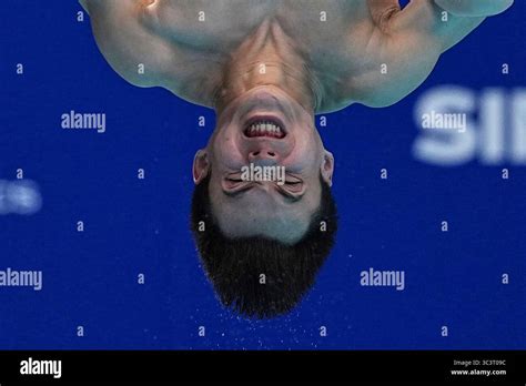 Yan Siyu Of China Competes In The Mens 1m Springboard Diving Final At